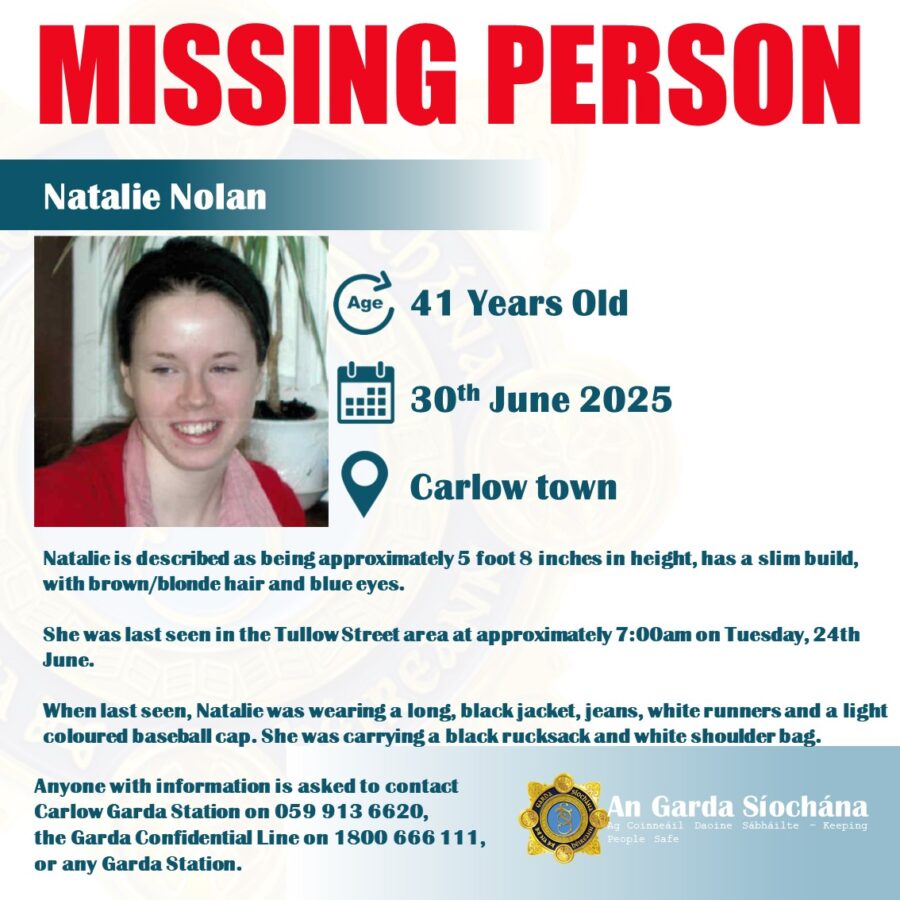 BREAKING: Natalie Nolan from Carlow has been located